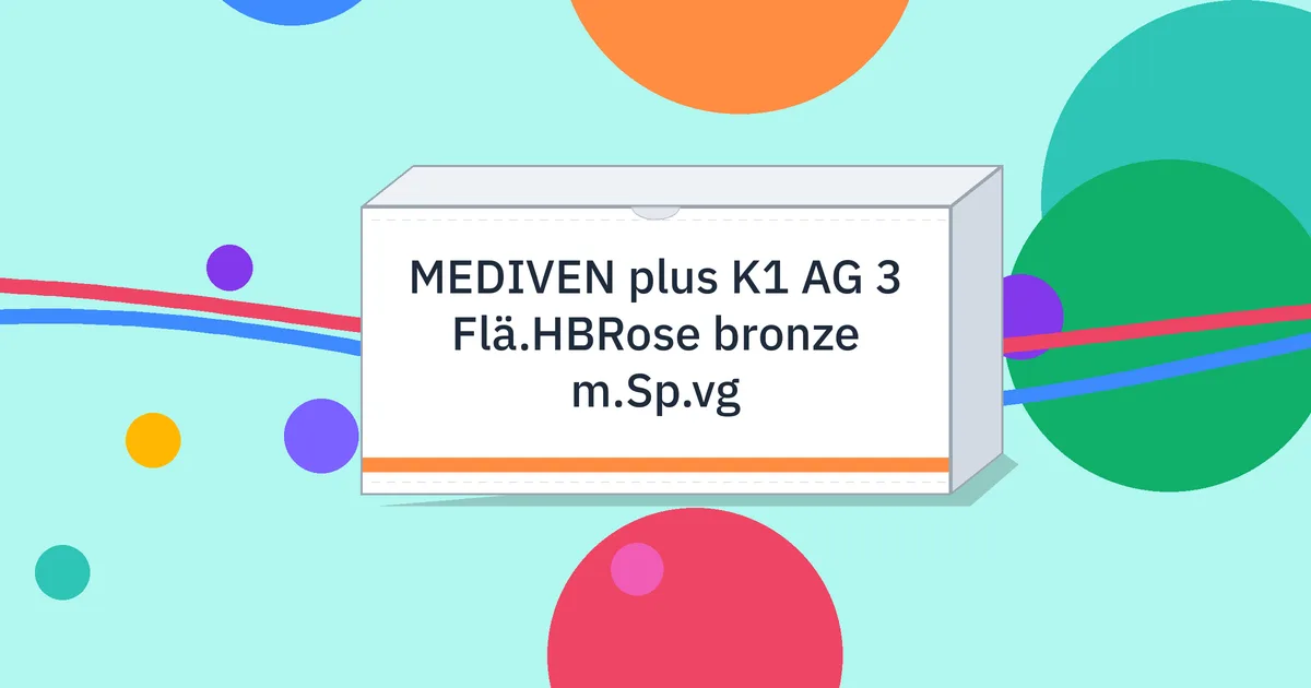 Symbolbild: Packung mit der Aufschrift MEDIVEN plus K1 AG 3 Flä.HBRose bronze m.Sp.vg (PZN 15912422) – Verfügbarkeit und Bezug in Apotheken in Frankfurt am Main