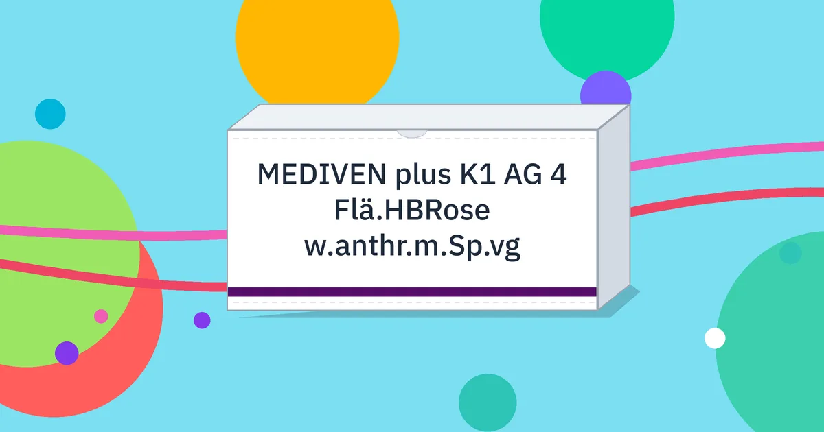 Symbolbild: Packung mit der Aufschrift MEDIVEN plus K1 AG 4 Flä.HBRose w.anthr.m.Sp.vg (PZN 15913309) – Verfügbarkeit und Bezug in Apotheken in Frankfurt am Main