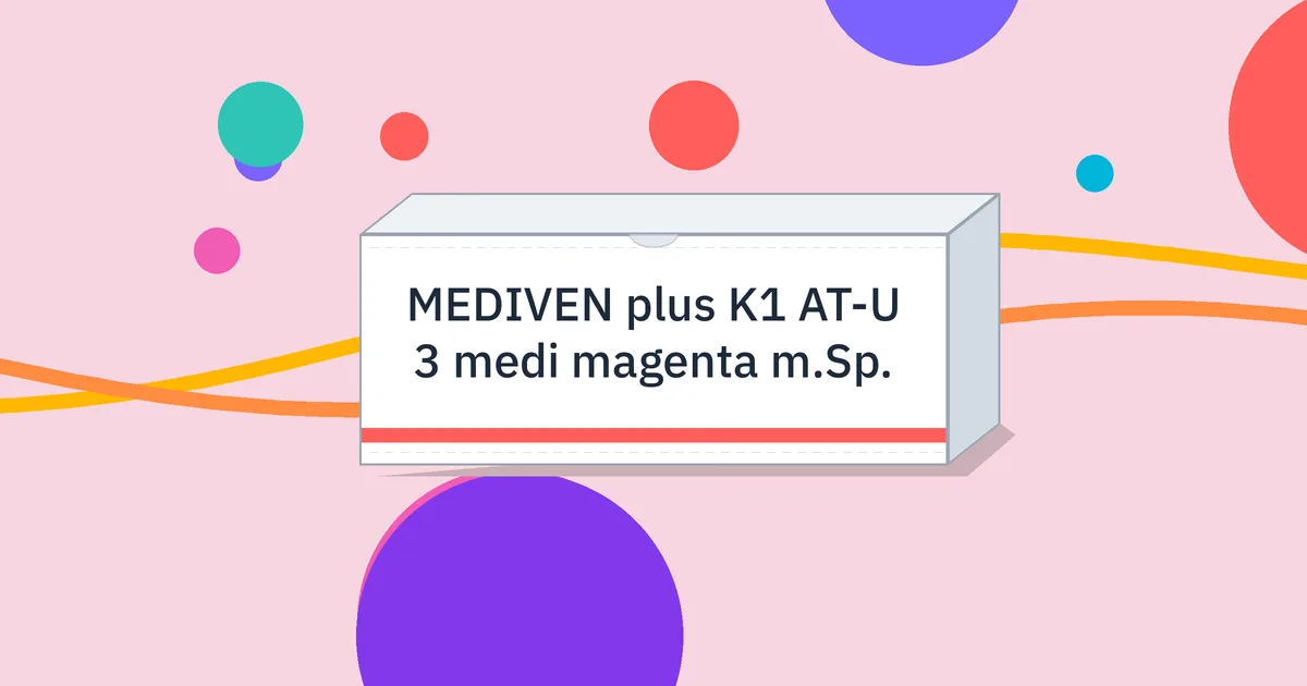 Symbolbild: Packung mit der Aufschrift MEDIVEN plus K1 AT-U 3 medi magenta m.Sp. (PZN 15030811) – Verfügbarkeit und Bezug in Apotheken in Frankfurt am Main