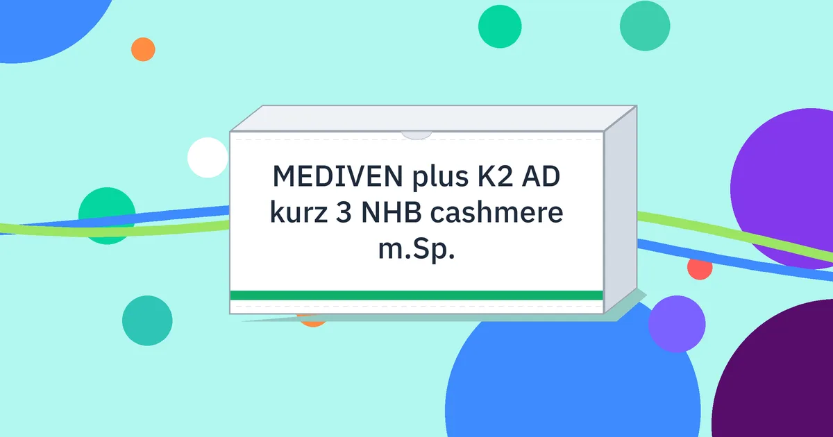 Symbolbild: Packung mit der Aufschrift MEDIVEN plus K2 AD kurz 3 NHB cashmere m.Sp. (PZN 15924968) – Verfügbarkeit und Bezug in Apotheken in Frankfurt am Main