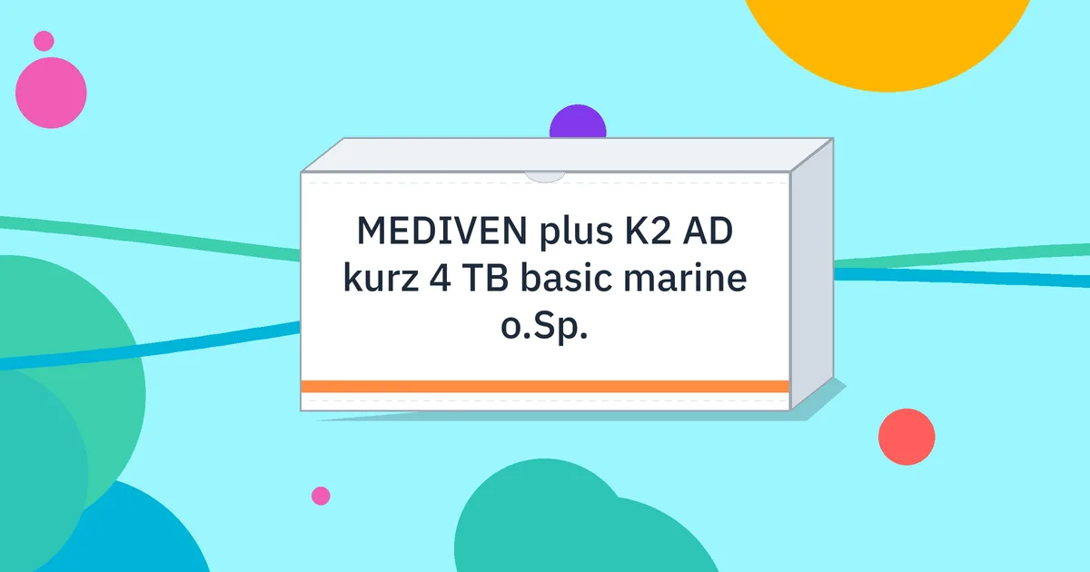 Symbolbild: Packung mit der Aufschrift MEDIVEN plus K2 AD kurz 4 TB basic marine o.Sp. (PZN 15097689) – Verfügbarkeit und Bezug in Apotheken in Frankfurt am Main