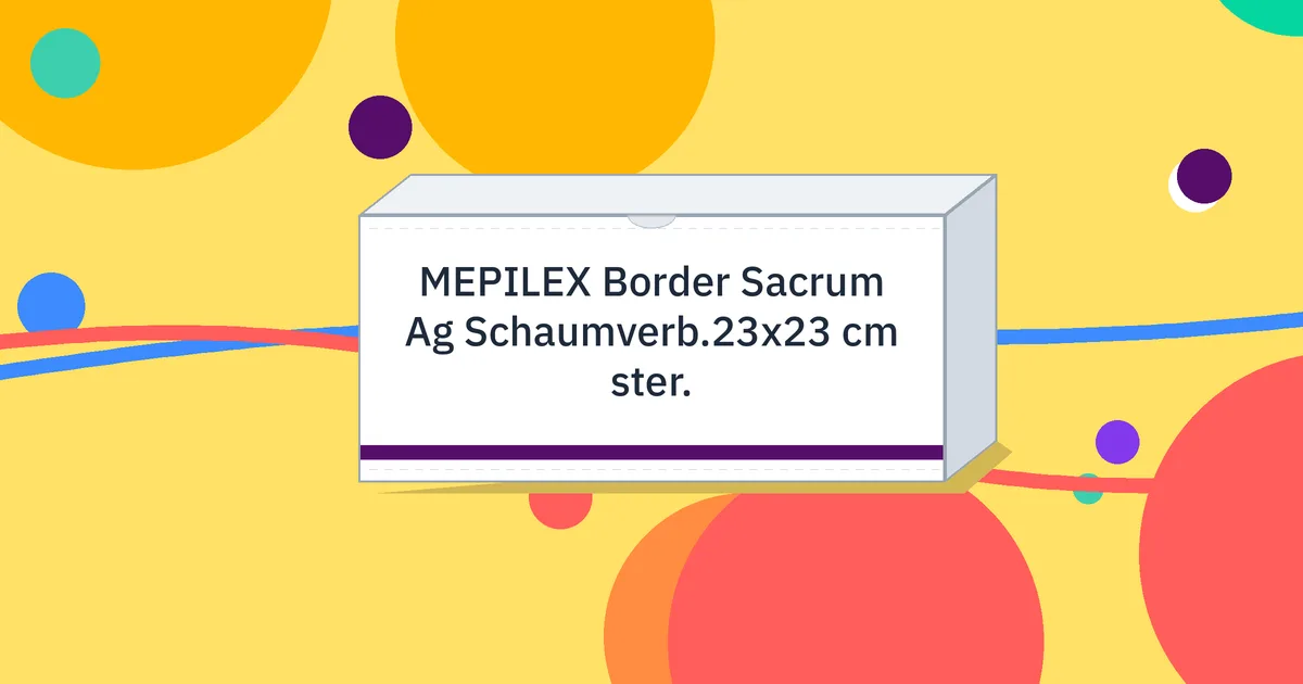 Symbolbild: Packung mit der Aufschrift MEPILEX Border Sacrum Ag Schaumverb.23x23 cm ster. (PZN 10264125) – Verfügbarkeit und Bezug in Apotheken in Frankfurt am Main