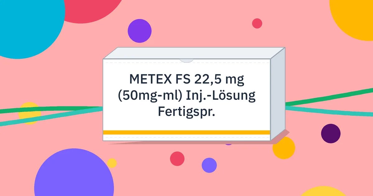 Symbolbild: Packung mit der Aufschrift METEX FS 22,5 mg (50mg-ml) Inj.-Lösung Fertigspr. (PZN 18502736) – Verfügbarkeit und Bezug in Apotheken in Frankfurt am Main