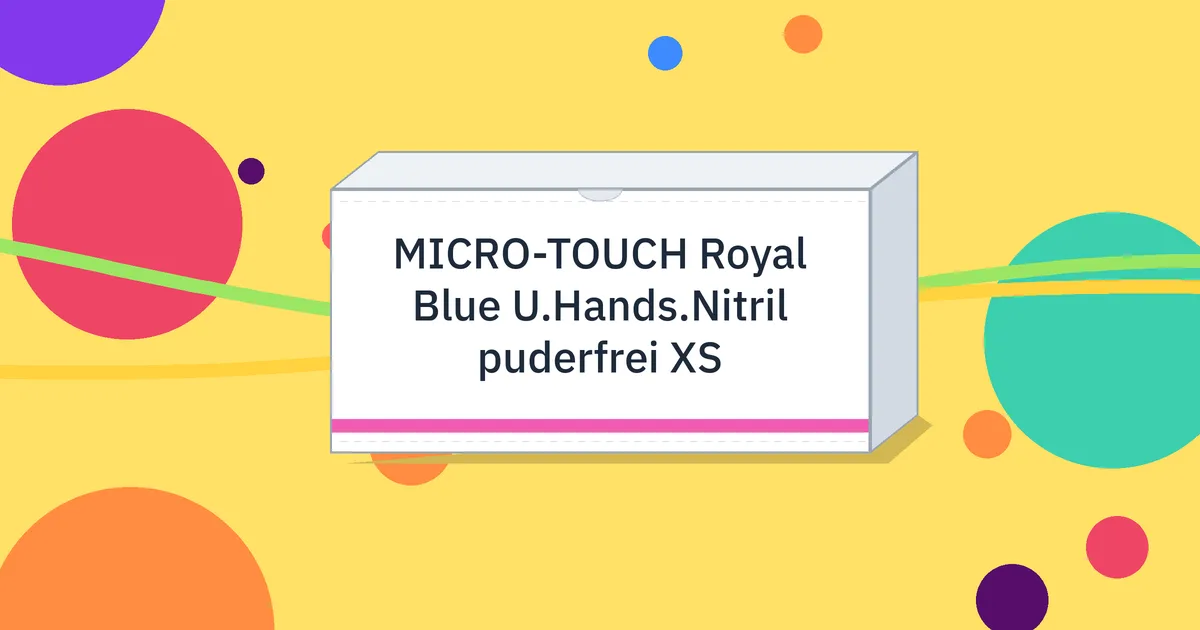 Symbolbild: Packung mit der Aufschrift MICRO-TOUCH Royal Blue U.Hands.Nitril puderfrei XS (PZN 18388594) – Verfügbarkeit und Bezug in Apotheken in Frankfurt am Main