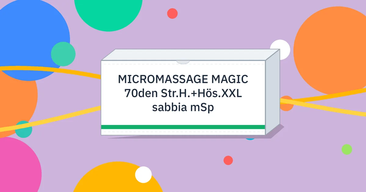 Symbolbild: Packung mit der Aufschrift MICROMASSAGE MAGIC 70den Str.H.+Hös.XXL sabbia mSp (PZN 03995532) – Verfügbarkeit und Bezug in Apotheken in Frankfurt am Main