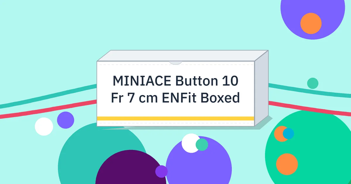 Symbolbild: Packung mit der Aufschrift MINIACE Button 10 Fr 7 cm ENFit Boxed (PZN 16953280) – Verfügbarkeit und Bezug in Apotheken in Frankfurt am Main