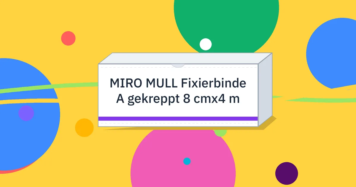 Symbolbild: Packung mit der Aufschrift MIRO MULL Fixierbinde A gekreppt 8 cmx4 m (PZN 06855263) – Verfügbarkeit und Bezug in Apotheken in Frankfurt am Main
