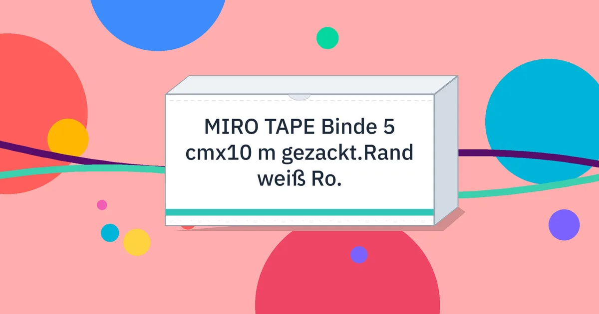 Symbolbild: Packung mit der Aufschrift MIRO TAPE Binde 5 cmx10 m gezackt.Rand weiß Ro. (PZN 00581586) – Verfügbarkeit und Bezug in Apotheken in Frankfurt am Main