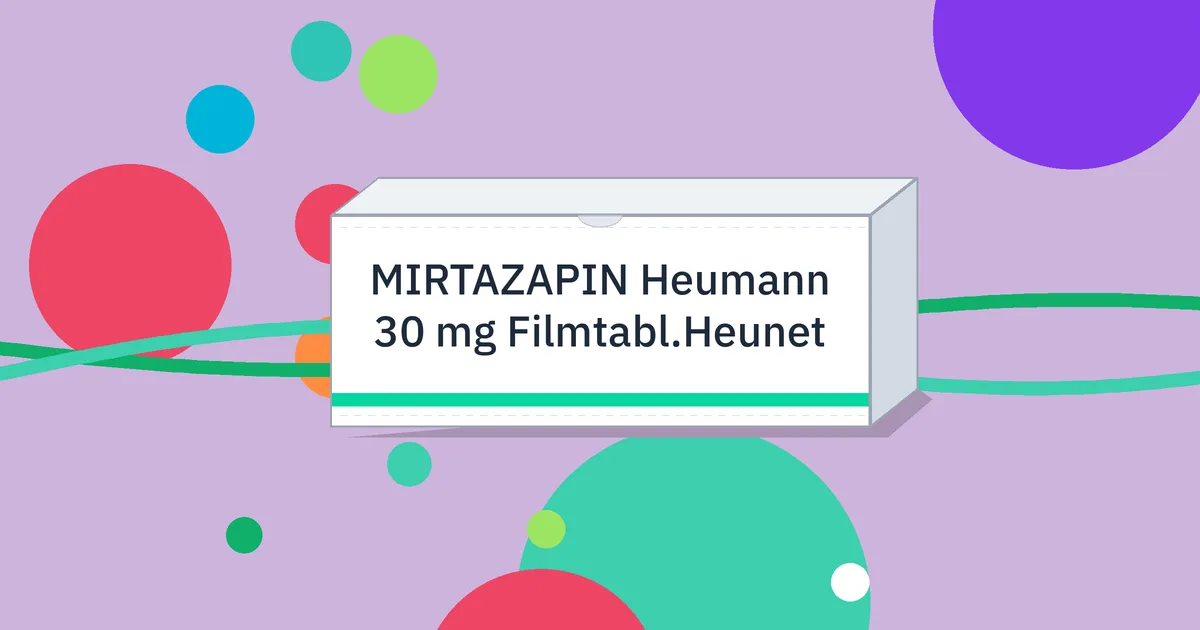 Symbolbild: Packung mit der Aufschrift MIRTAZAPIN Heumann 30 mg Filmtabl.Heunet (PZN 05890530) – Verfügbarkeit und Bezug in Apotheken in Frankfurt am Main