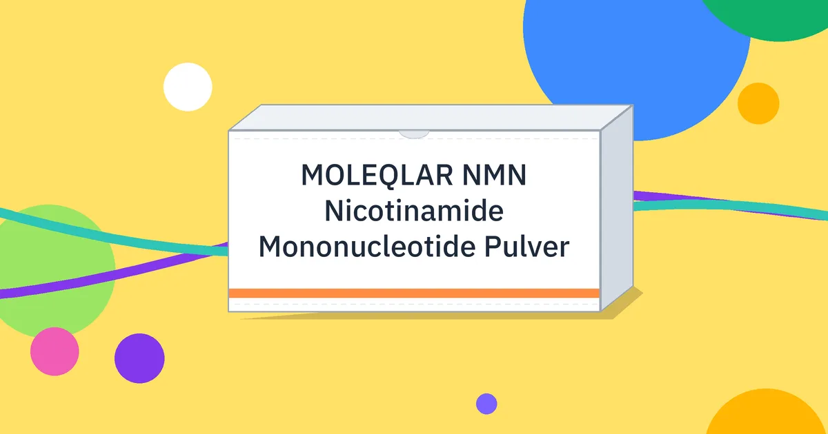 Symbolbild: Packung mit der Aufschrift MOLEQLAR NMN Nicotinamide Mononucleotide Pulver (PZN 19790973) – Verfügbarkeit und Bezug in Apotheken in Frankfurt am Main