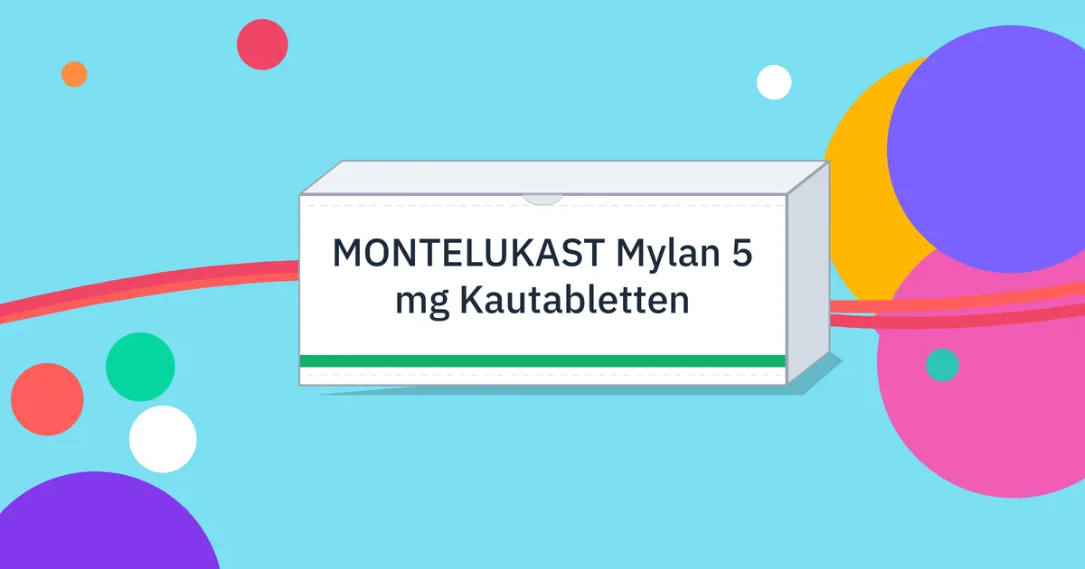 Symbolbild: Packung mit der Aufschrift MONTELUKAST Mylan 5 mg Kautabletten (PZN 01842787) – Verfügbarkeit und Bezug in Apotheken in Frankfurt am Main