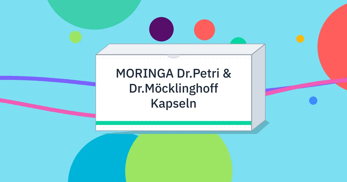 Symbolbild: Packung mit der Aufschrift MORINGA Dr.Petri & Dr.Möcklinghoff Kapseln (PZN 17531664) – Verfügbarkeit und Bezug in Apotheken in Frankfurt am Main