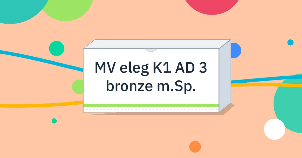 Symbolbild: Packung mit der Aufschrift MV eleg K1 AD 3 bronze m.Sp. (PZN 14704986) – Verfügbarkeit und Bezug in Apotheken in Frankfurt am Main