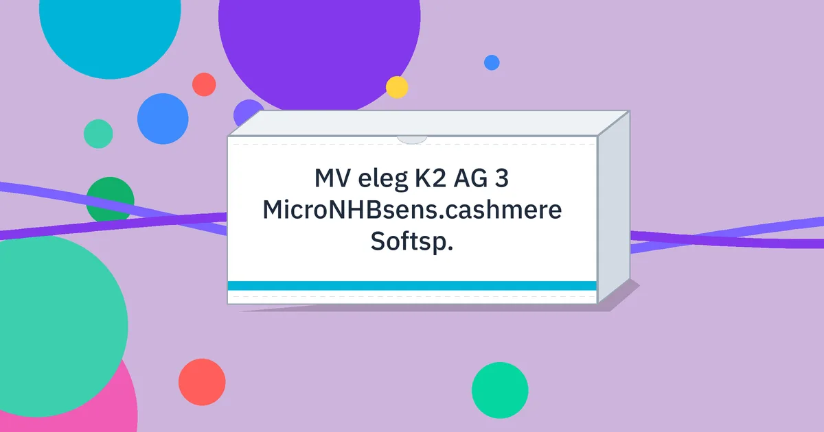 Symbolbild: Packung mit der Aufschrift MV eleg K2 AG 3 MicroNHBsens.cashmere Softsp. (PZN 15723566) – Verfügbarkeit und Bezug in Apotheken in Frankfurt am Main