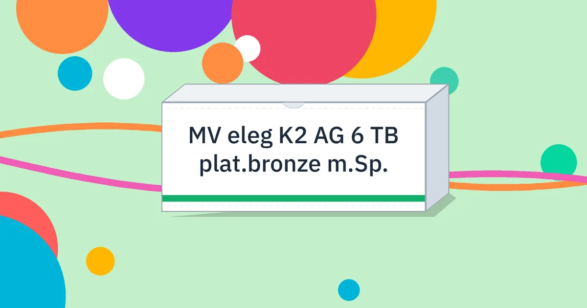 Symbolbild: Packung mit der Aufschrift MV eleg K2 AG 6 TB plat.bronze m.Sp. (PZN 14718126) – Verfügbarkeit und Bezug in Apotheken in Frankfurt am Main