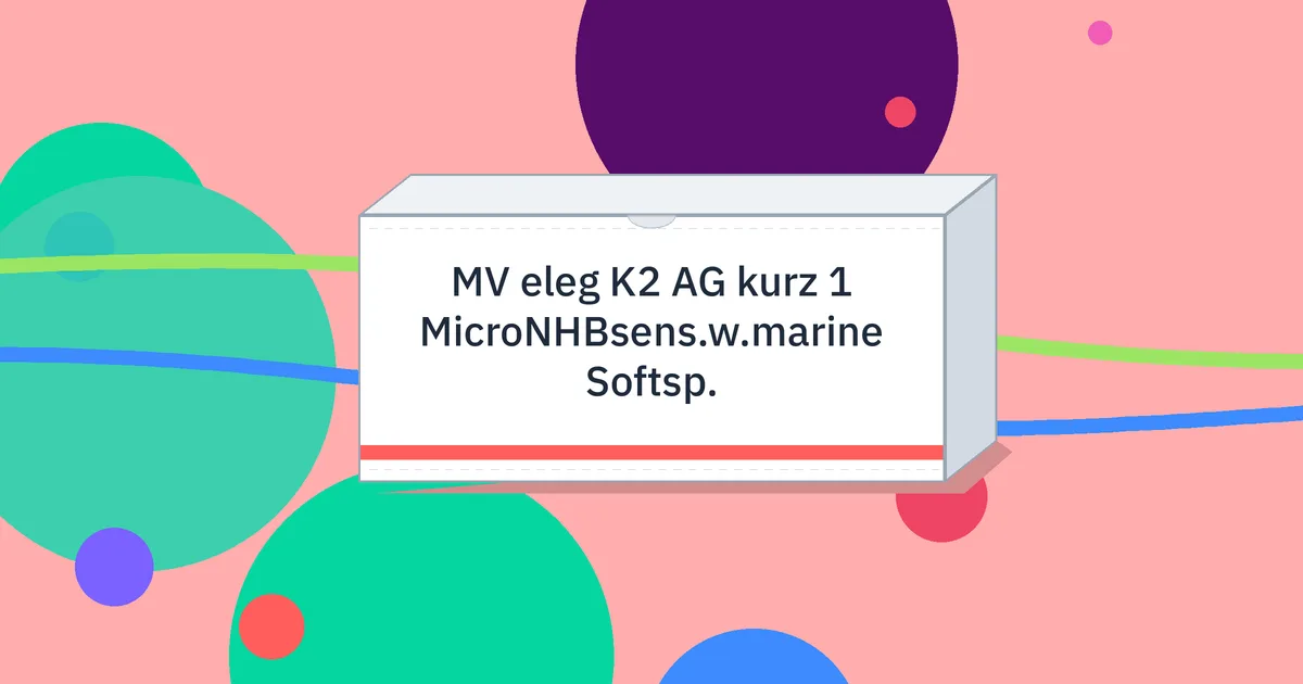 Symbolbild: Packung mit der Aufschrift MV eleg K2 AG kurz 1 MicroNHBsens.w.marine Softsp. (PZN 15711876) – Verfügbarkeit und Bezug in Apotheken in Frankfurt am Main