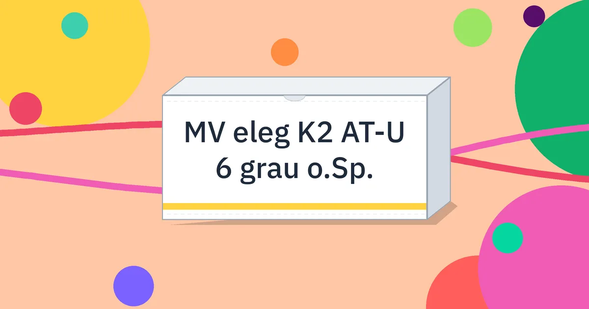Symbolbild: Packung mit der Aufschrift MV eleg K2 AT-U 6 grau o.Sp. (PZN 18923343) – Verfügbarkeit und Bezug in Apotheken in Frankfurt am Main