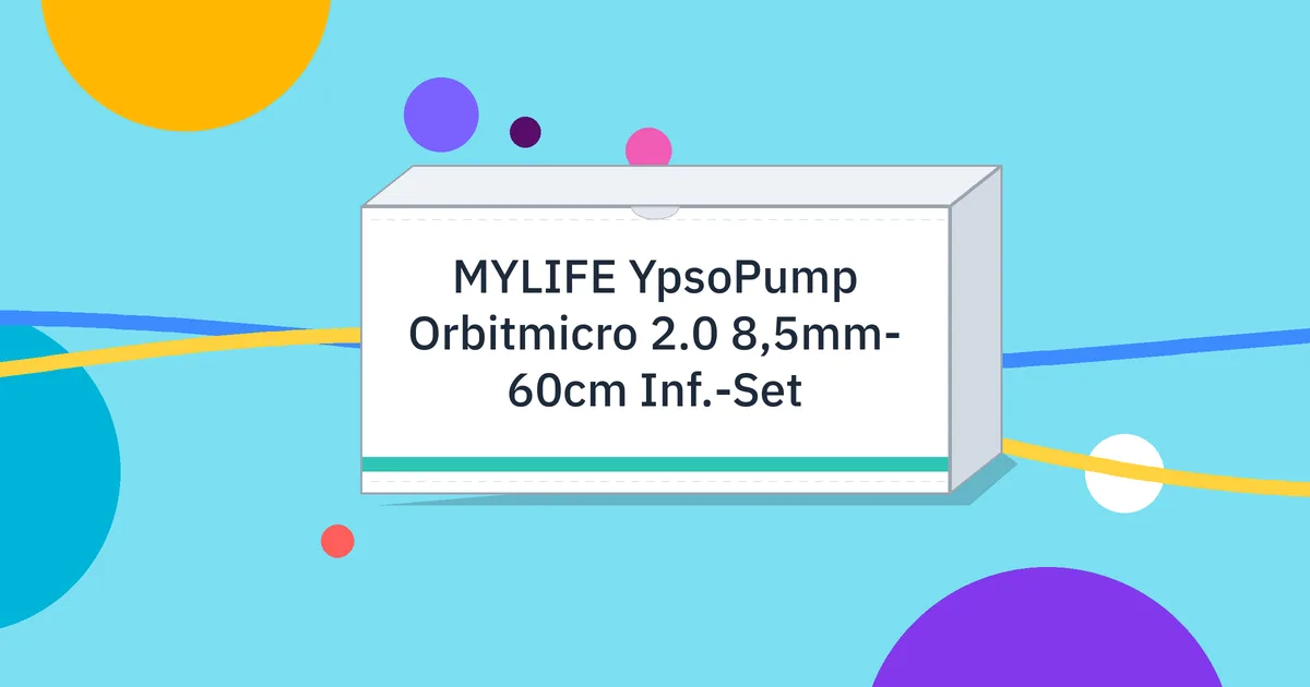 Symbolbild: Packung mit der Aufschrift MYLIFE YpsoPump Orbitmicro 2.0 8,5mm-60cm Inf.-Set (PZN 17587417) – Verfügbarkeit und Bezug in Apotheken in Frankfurt am Main