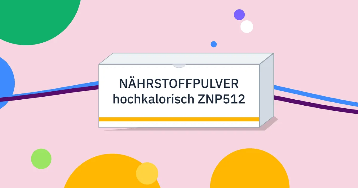 Symbolbild: Packung mit der Aufschrift NÄHRSTOFFPULVER hochkalorisch ZNP512 (PZN 09487966) – Verfügbarkeit und Bezug in Apotheken in Frankfurt am Main
