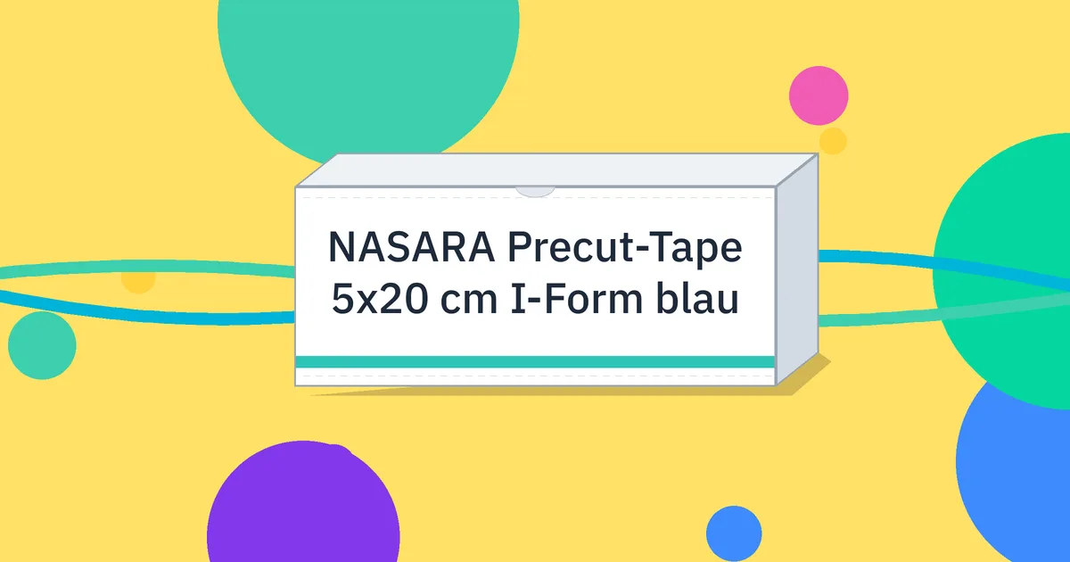 Symbolbild: Packung mit der Aufschrift NASARA Precut-Tape 5x20 cm I-Form blau (PZN 10315466) – Verfügbarkeit und Bezug in Apotheken in Frankfurt am Main