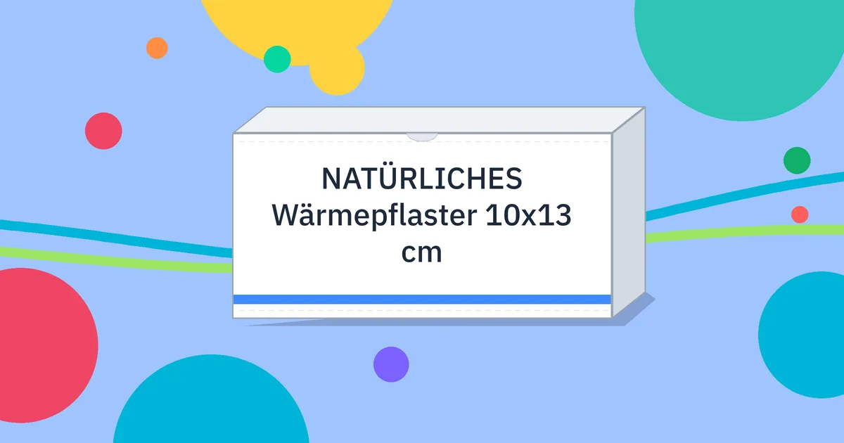 Symbolbild: Packung mit der Aufschrift NATÜRLICHES Wärmepflaster 10x13 cm (PZN 18154821) – Verfügbarkeit und Bezug in Apotheken in Frankfurt am Main