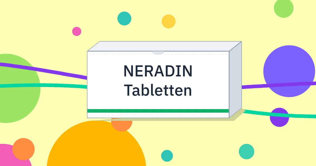 Symbolbild: Packung mit der Aufschrift NERADIN Tabletten (PZN 11024357) – Verfügbarkeit und Bezug in Apotheken in Frankfurt am Main