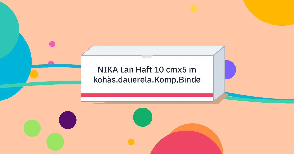 Symbolbild: Packung mit der Aufschrift NIKA Lan Haft 10 cmx5 m kohäs.dauerela.Komp.Binde (PZN 18171400) – Verfügbarkeit und Bezug in Apotheken in Frankfurt am Main