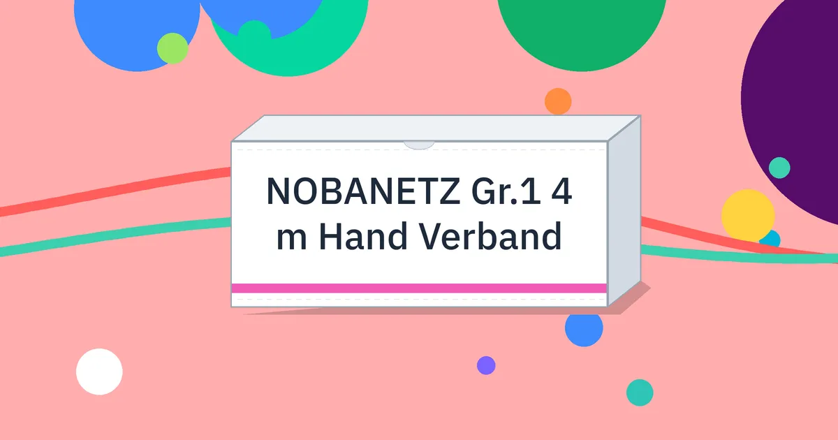 Symbolbild: Packung mit der Aufschrift NOBANETZ Gr.1 4 m Hand Verband (PZN 16876562) – Verfügbarkeit und Bezug in Apotheken in Frankfurt am Main