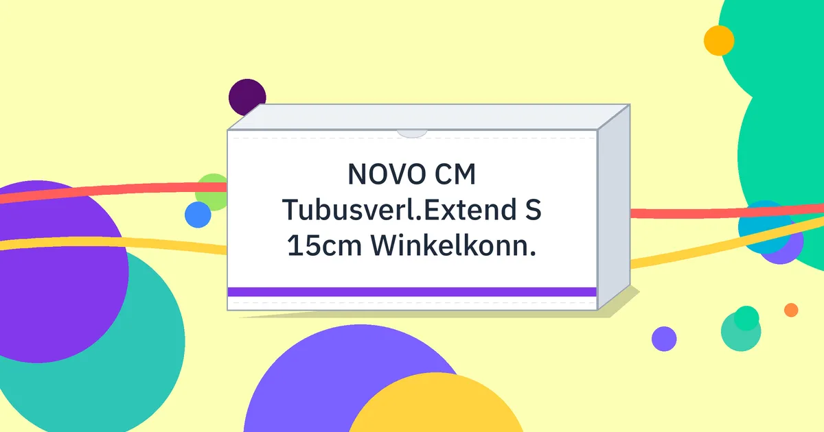Symbolbild: Packung mit der Aufschrift NOVO CM Tubusverl.Extend S 15cm Winkelkonn. (PZN 18491079) – Verfügbarkeit und Bezug in Apotheken in Frankfurt am Main