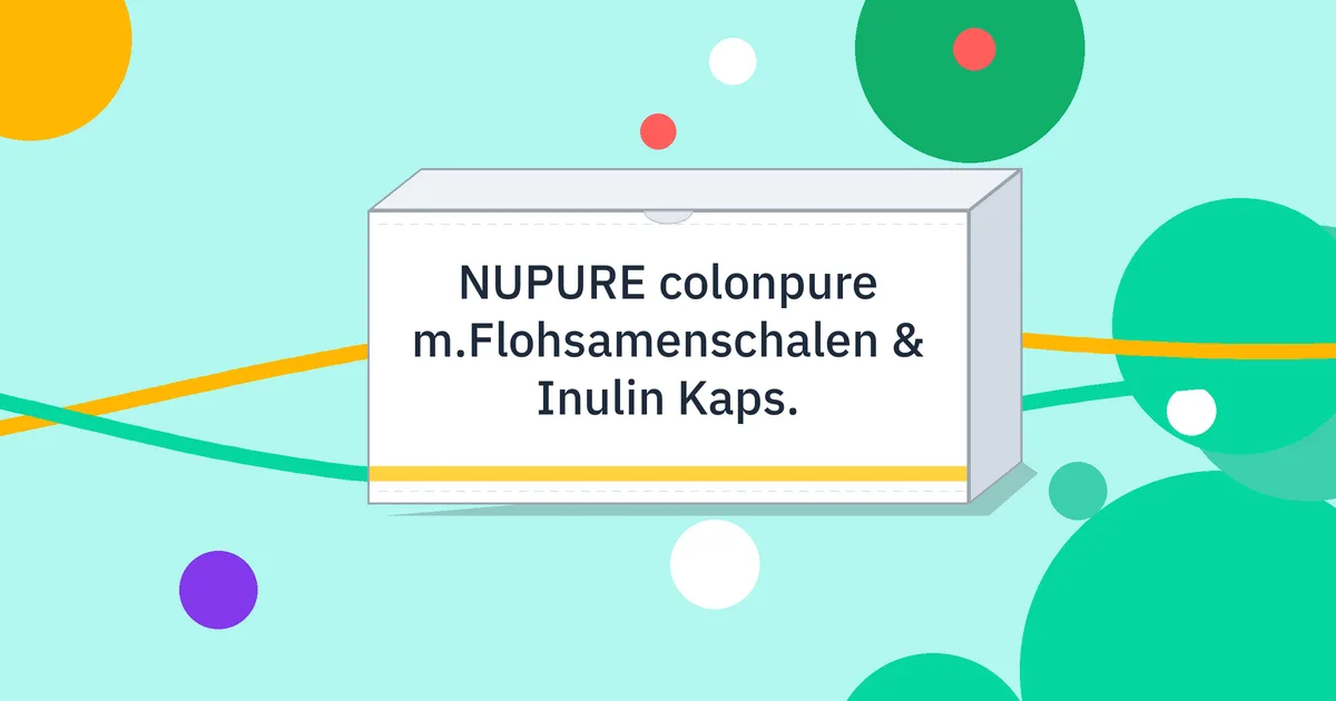 Symbolbild: Packung mit der Aufschrift NUPURE colonpure m.Flohsamenschalen & Inulin Kaps. (PZN 18738901) – Verfügbarkeit und Bezug in Apotheken in Frankfurt am Main