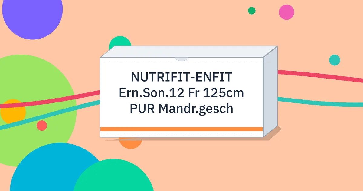 Symbolbild: Packung mit der Aufschrift NUTRIFIT-ENFIT Ern.Son.12 Fr 125cm PUR Mandr.gesch (PZN 14174169) – Verfügbarkeit und Bezug in Apotheken in Frankfurt am Main