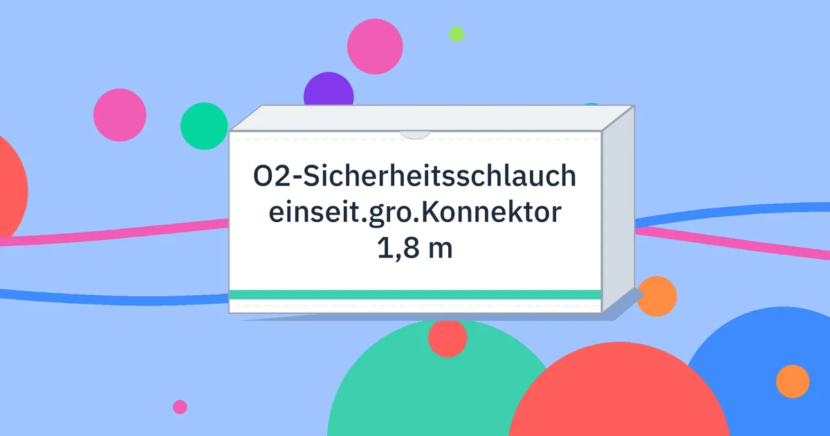 Symbolbild: Packung mit der Aufschrift O2-Sicherheitsschlauch einseit.gro.Konnektor 1,8 m (PZN 17432910) – Verfügbarkeit und Bezug in Apotheken in Frankfurt am Main