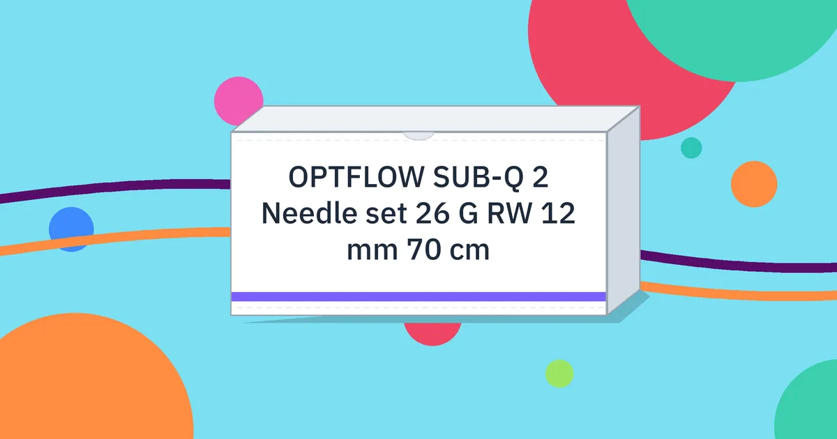 Symbolbild: Packung mit der Aufschrift OPTFLOW SUB-Q 2 Needle set 26 G RW 12 mm 70 cm (PZN 16528832) – Verfügbarkeit und Bezug in Apotheken in Frankfurt am Main