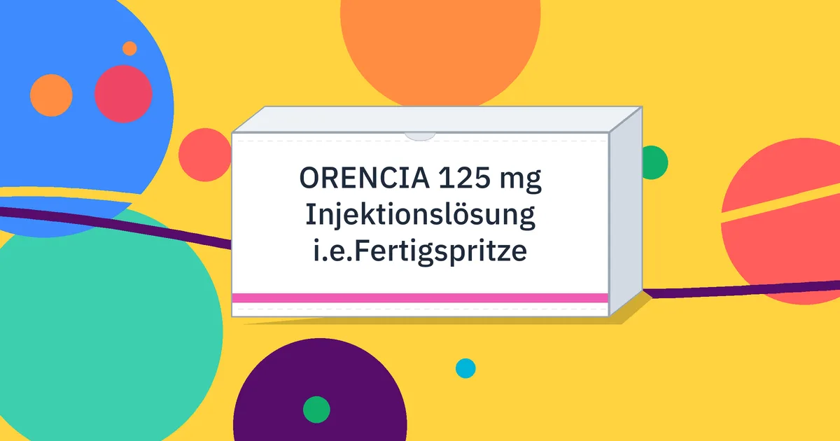 Symbolbild: Packung mit der Aufschrift ORENCIA 125 mg Injektionslösung i.e.Fertigspritze (PZN 11124857) – Verfügbarkeit und Bezug in Apotheken in Frankfurt am Main