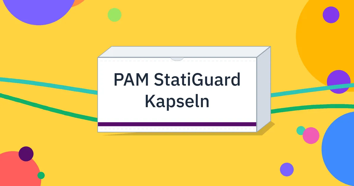 Symbolbild: Packung mit der Aufschrift PAM StatiGuard Kapseln (PZN 20596093) – Verfügbarkeit und Bezug in Apotheken in Frankfurt am Main