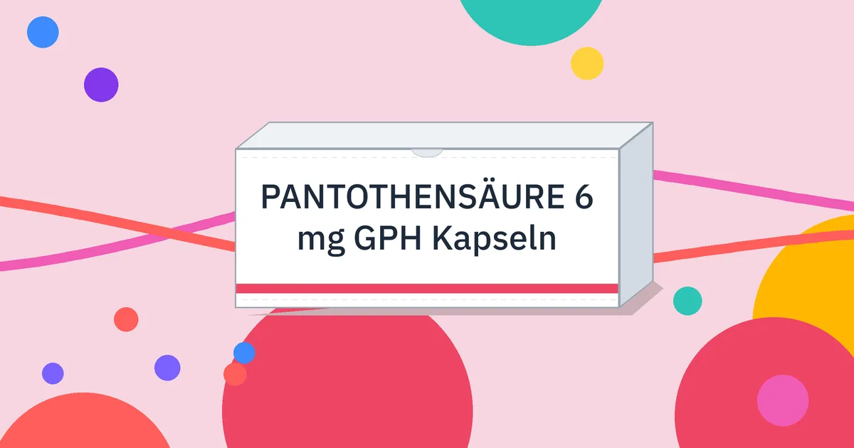 Symbolbild: Packung mit der Aufschrift PANTOTHENSÄURE 6 mg GPH Kapseln (PZN 00715199) – Verfügbarkeit und Bezug in Apotheken in Frankfurt am Main