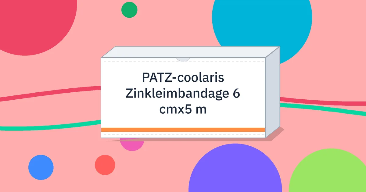 Symbolbild: Packung mit der Aufschrift PATZ-coolaris Zinkleimbandage 6 cmx5 m (PZN 19800157) – Verfügbarkeit und Bezug in Apotheken in Frankfurt am Main