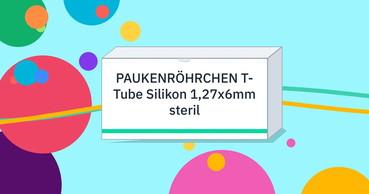 Symbolbild: Packung mit der Aufschrift PAUKENRÖHRCHEN T-Tube Silikon 1,27x6mm steril (PZN 18651933) – Verfügbarkeit und Bezug in Apotheken in Frankfurt am Main