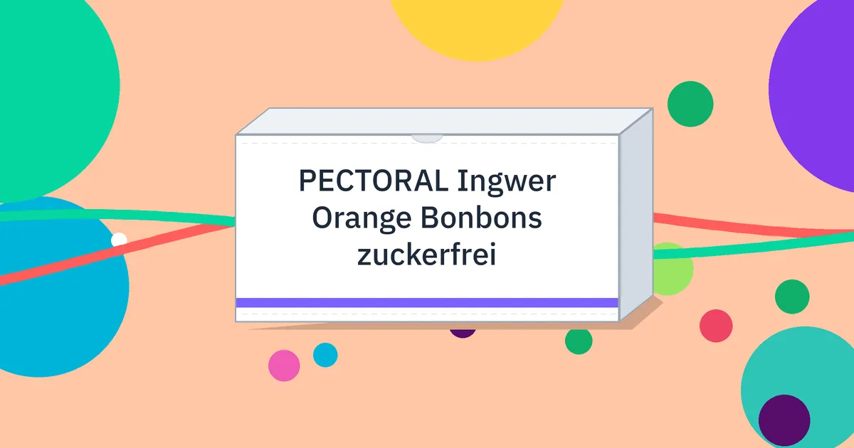 Symbolbild: Packung mit der Aufschrift PECTORAL Ingwer Orange Bonbons zuckerfrei (PZN 08454841) – Verfügbarkeit und Bezug in Apotheken in Frankfurt am Main