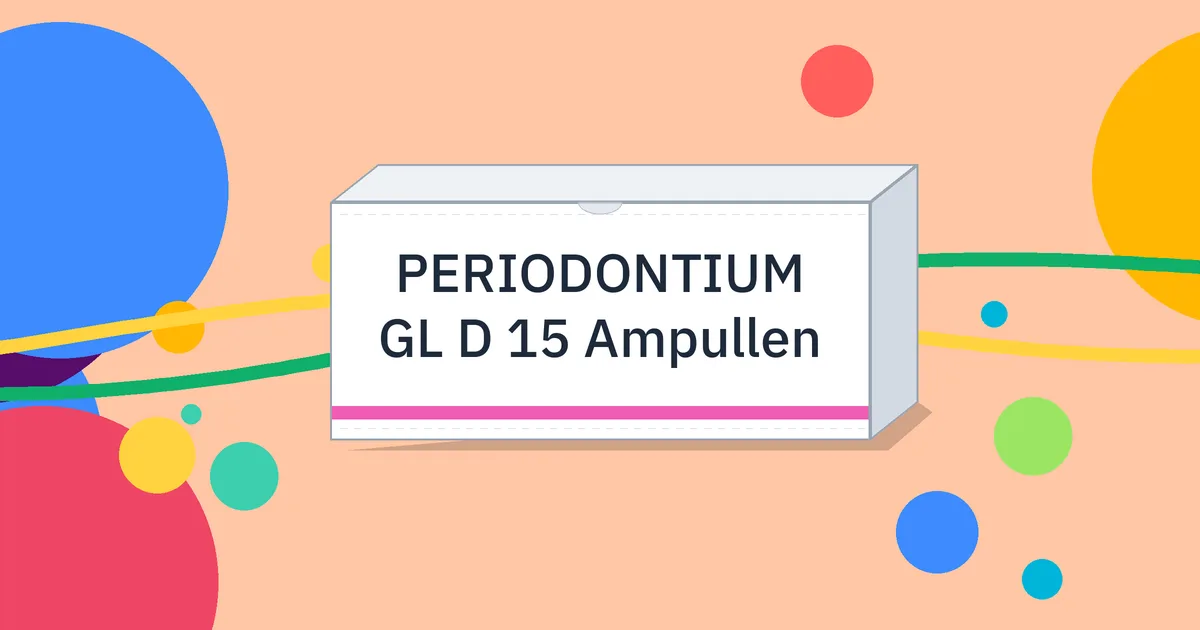 Symbolbild: Packung mit der Aufschrift PERIODONTIUM GL D 15 Ampullen (PZN 02947092) – Verfügbarkeit und Bezug in Apotheken in Frankfurt am Main
