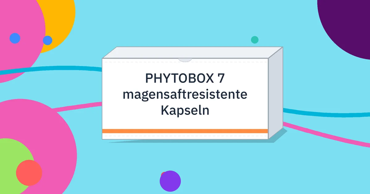 Symbolbild: Packung mit der Aufschrift PHYTOBOX 7 magensaftresistente Kapseln (PZN 19108680) – Verfügbarkeit und Bezug in Apotheken in Frankfurt am Main