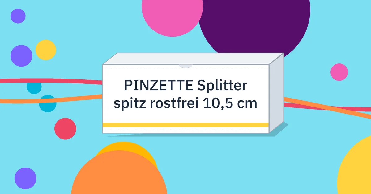 Symbolbild: Packung mit der Aufschrift PINZETTE Splitter spitz rostfrei 10,5 cm (PZN 04846047) – Verfügbarkeit und Bezug in Apotheken in Frankfurt am Main