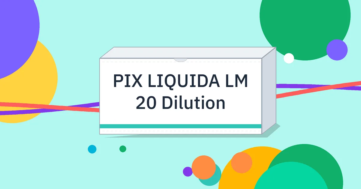 Symbolbild: Packung mit der Aufschrift PIX LIQUIDA LM 20 Dilution (PZN 13646347) – Verfügbarkeit und Bezug in Apotheken in Frankfurt am Main