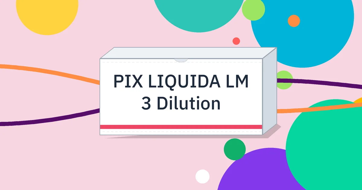 Symbolbild: Packung mit der Aufschrift PIX LIQUIDA LM 3 Dilution (PZN 13646146) – Verfügbarkeit und Bezug in Apotheken in Frankfurt am Main