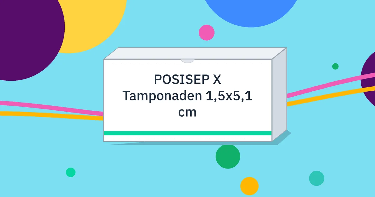 Symbolbild: Packung mit der Aufschrift POSISEP X Tamponaden 1,5x5,1 cm (PZN 11190593) – Verfügbarkeit und Bezug in Apotheken in Frankfurt am Main