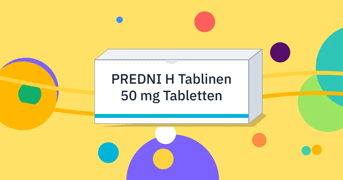 Symbolbild: Packung mit der Aufschrift PREDNI H Tablinen 50 mg Tabletten (PZN 02719617) – Verfügbarkeit und Bezug in Apotheken in Frankfurt am Main