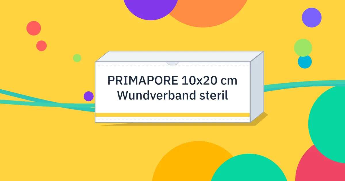 Symbolbild: Packung mit der Aufschrift PRIMAPORE 10x20 cm Wundverband steril (PZN 13972153) – Verfügbarkeit und Bezug in Apotheken in Frankfurt am Main