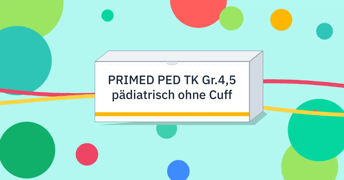 Symbolbild: Packung mit der Aufschrift PRIMED PED TK Gr.4,5 pädiatrisch ohne Cuff (PZN 11108781) – Verfügbarkeit und Bezug in Apotheken in Frankfurt am Main