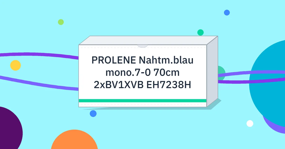 Symbolbild: Packung mit der Aufschrift PROLENE Nahtm.blau mono.7-0 70cm 2xBV1XVB EH7238H (PZN 20891142) – Verfügbarkeit und Bezug in Apotheken in Frankfurt am Main