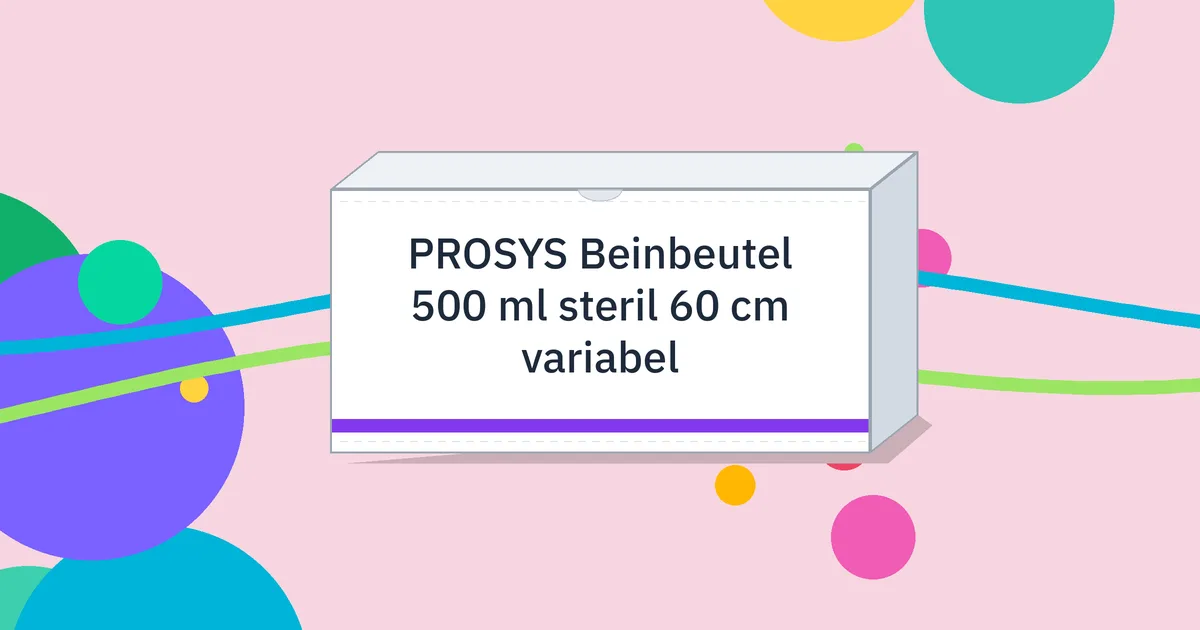 Symbolbild: Packung mit der Aufschrift PROSYS Beinbeutel 500 ml steril 60 cm variabel (PZN 11668793) – Verfügbarkeit und Bezug in Apotheken in Frankfurt am Main